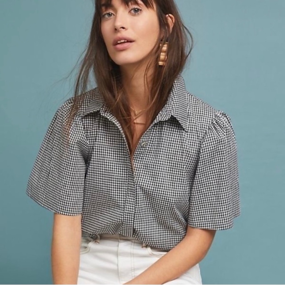 Anthropologie Eri + Ali Black & White Check Gingham T… - Gem